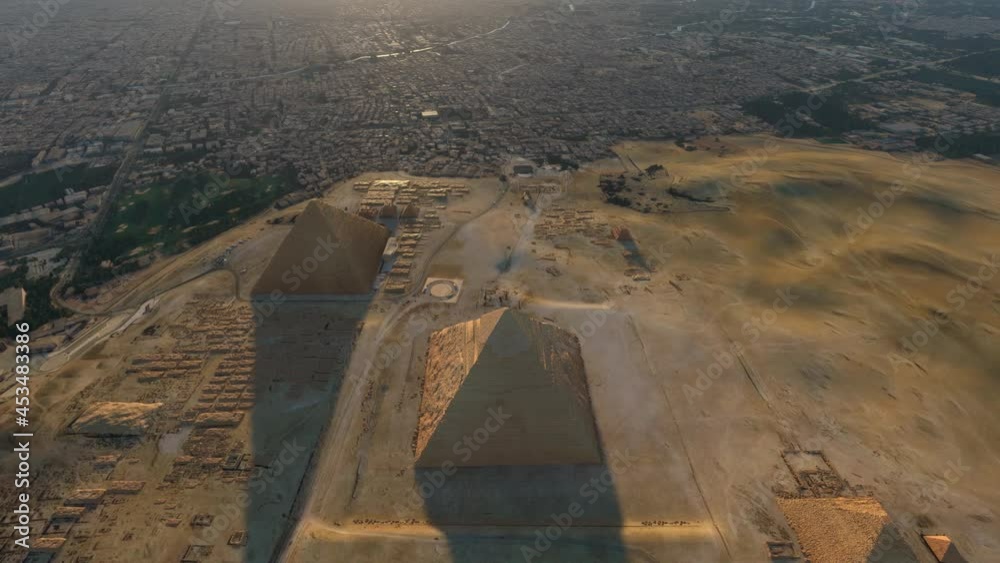 Aerial bird view of Giza Pyramid Complex also called Necropolis is site ...