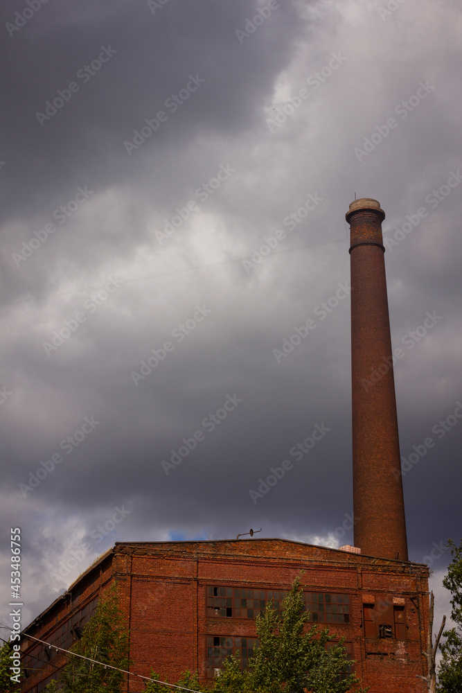 An old abandoned brick factory that recently burned down and only the ...