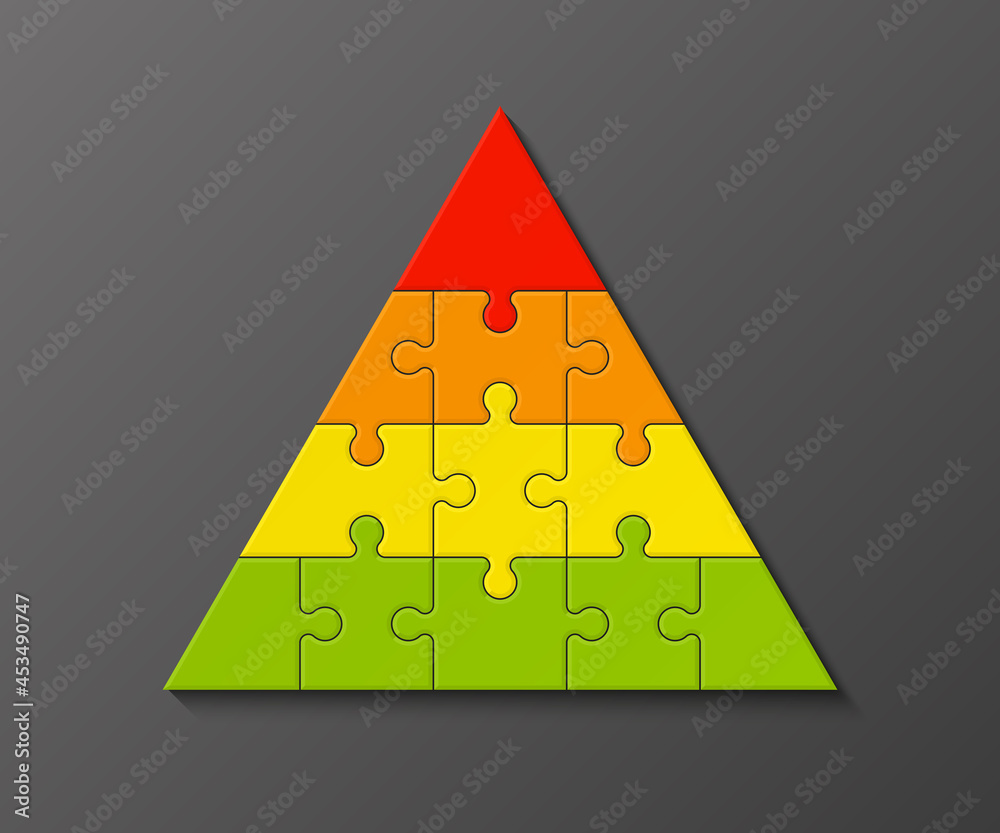 Four levels color pyramid. Puzzle presentation infographic template ...