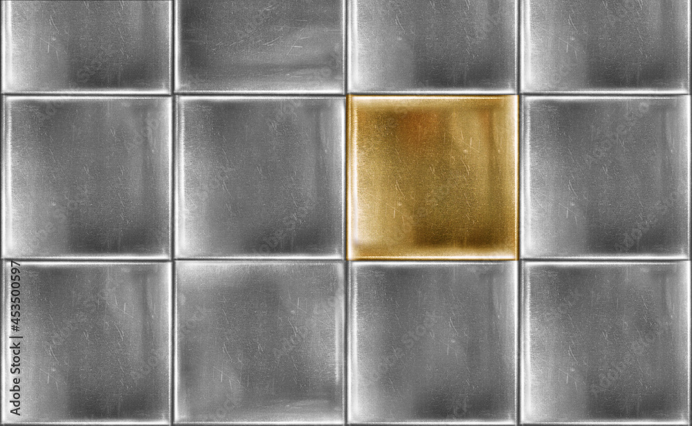 Silver and gold aluminum surface in grid pattern. Natural pattern wall ...