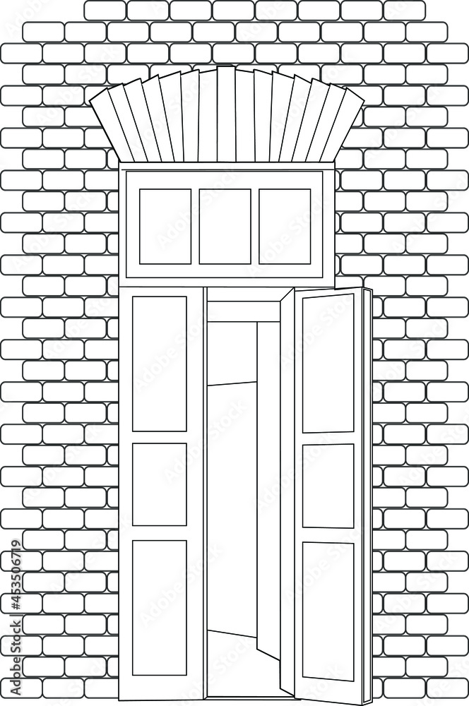 vector simple drawing of an entrance door. Entrance to the house ...