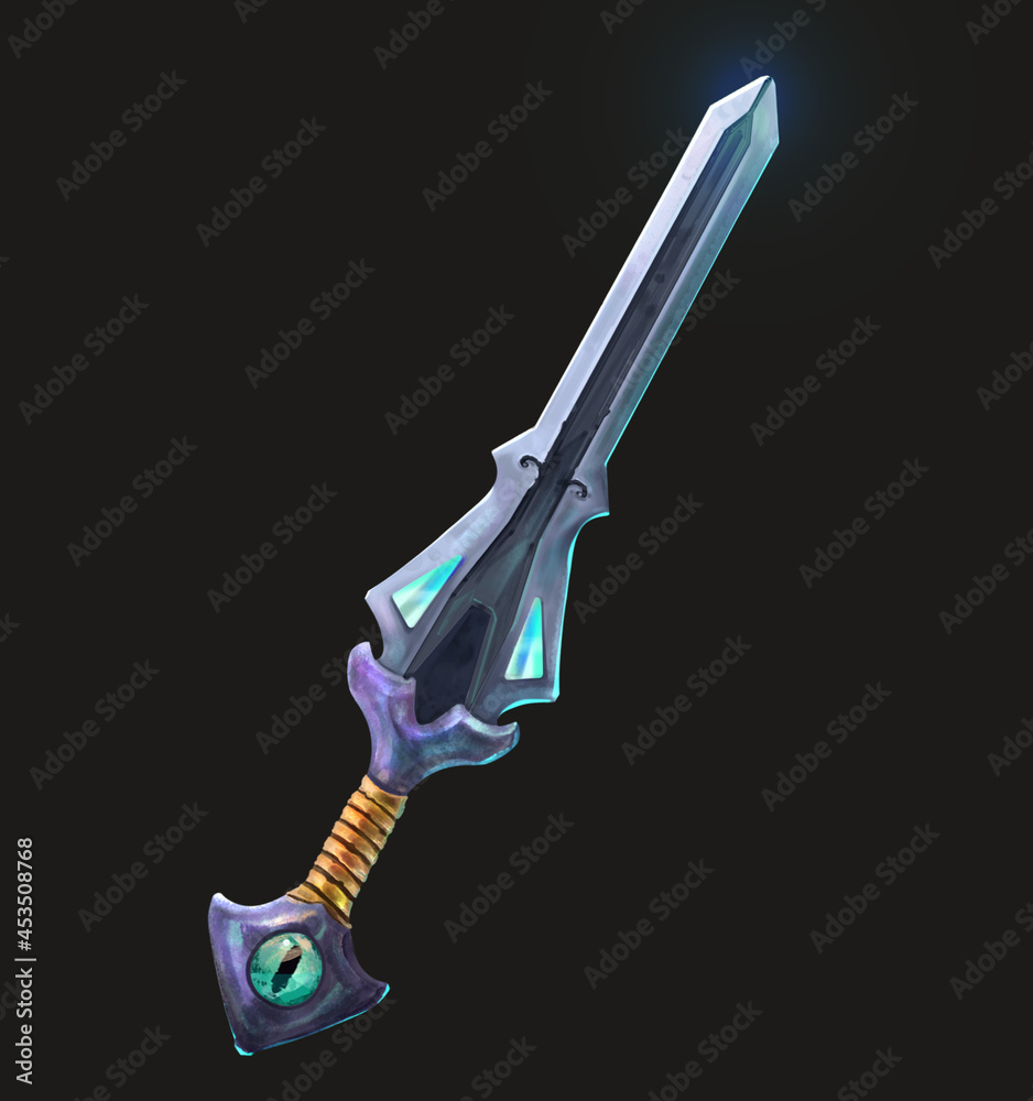 isolated illustration, a game sword in a casual style. Game asset, gui ...