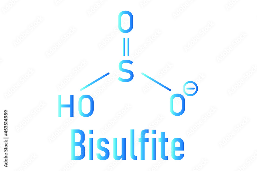 Skeletal formula of Bisulfite anion, chemical structure. Common salts ...