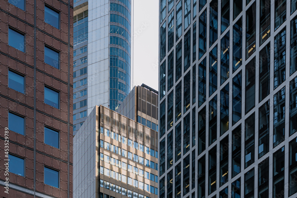 Exterior architectural detail modern facade of High-rise office ...