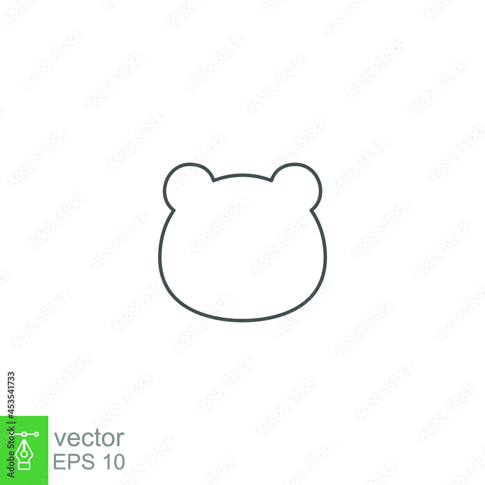 animal, bear head shape icon outline style. Teddy bear simple avatar ...