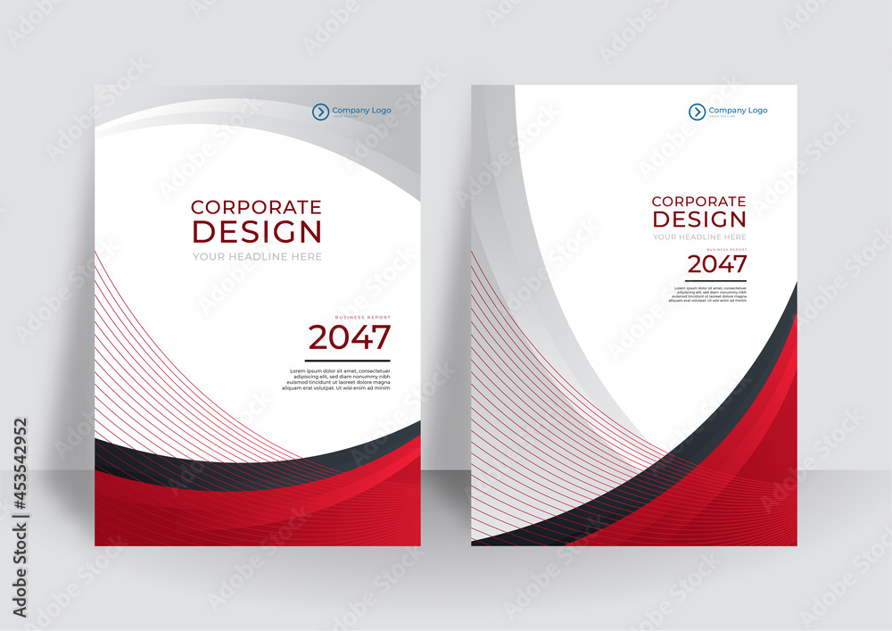 abstract red black geometric brochure design template Stock Vector ...