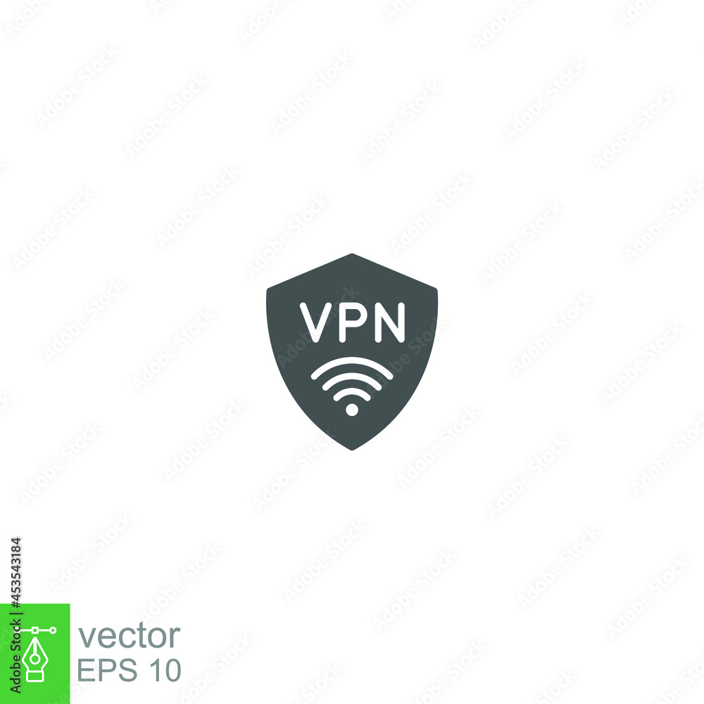 Vpn icon. Internet Security Concept. Simple shield with Protection wi ...