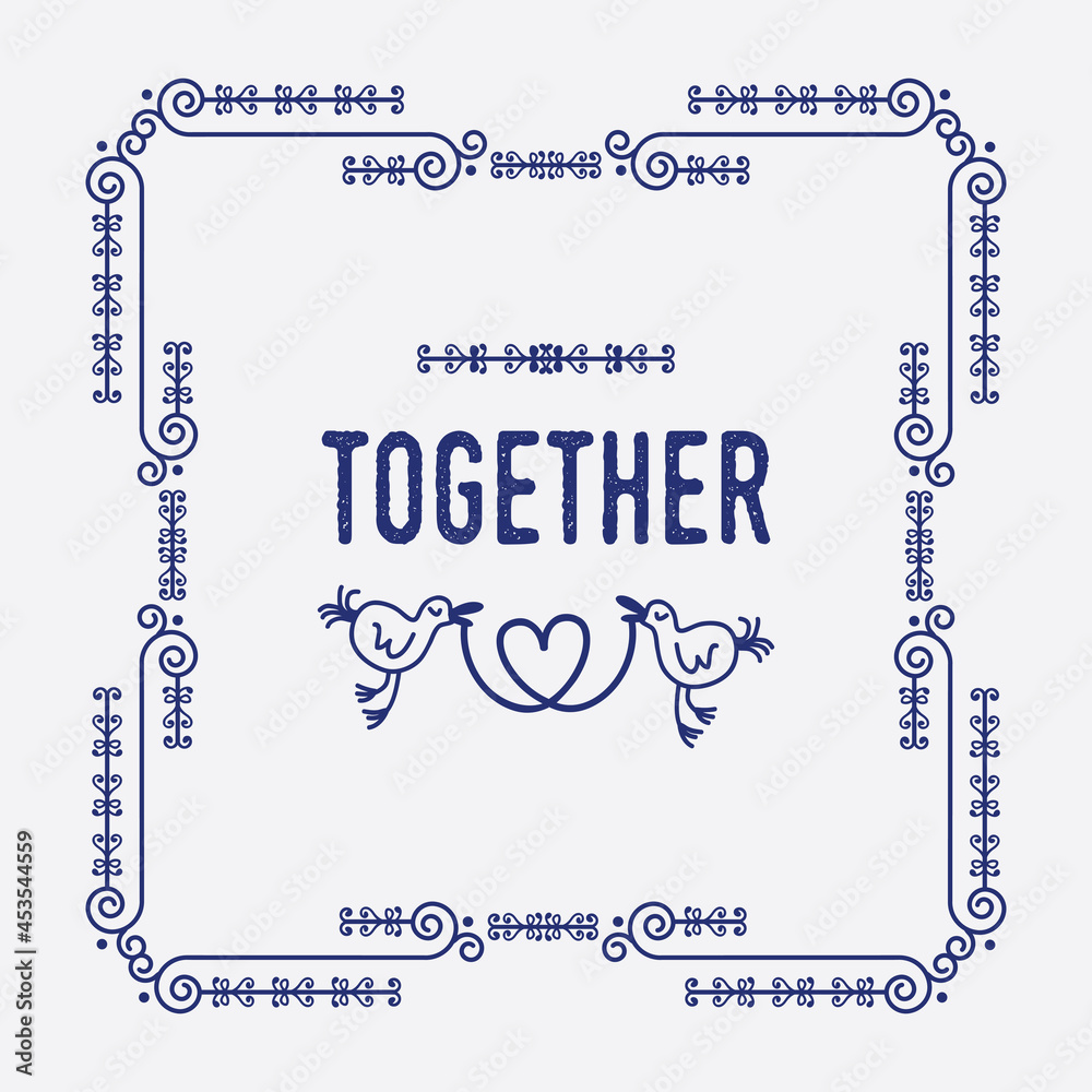 Navy blue swirl art deco square border frame pattern greeting card with ...