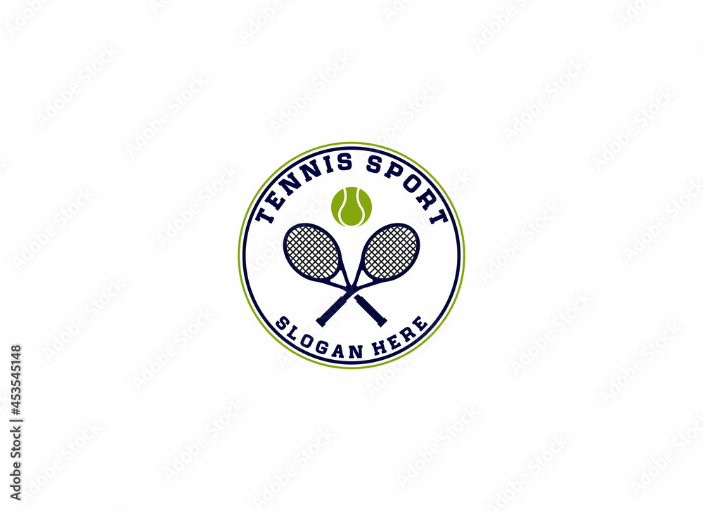 logo for tennis sport with tennis racket vector and using white ...