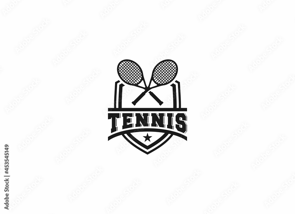 logo for tennis sport with tennis racket vector and using white ...