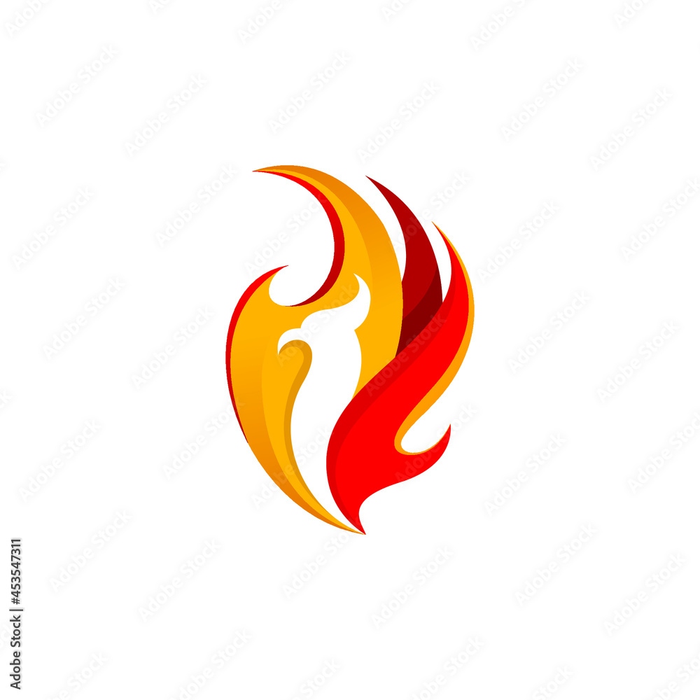 Fire Phoenix Logo Simple and Modern Design Stock Vector | Adobe Stock