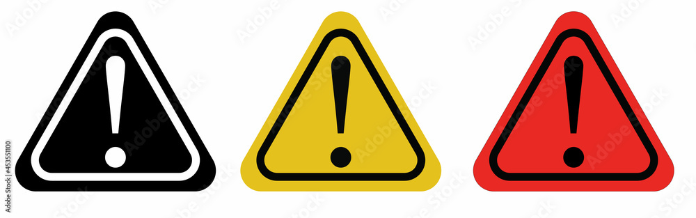 Vecteur Stock Caution icons set, exclamation mark, warning signs ...