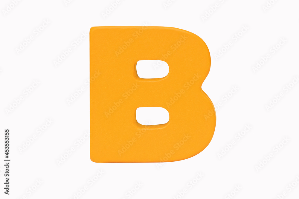 ''B''. Wooden orange tangram puzzle as English alphabet letter "B ...