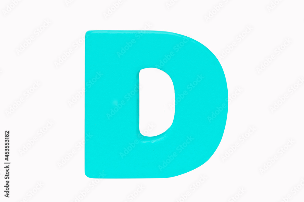 ''D''. Wooden light blue tangram puzzle as English alphabet letter "D ...