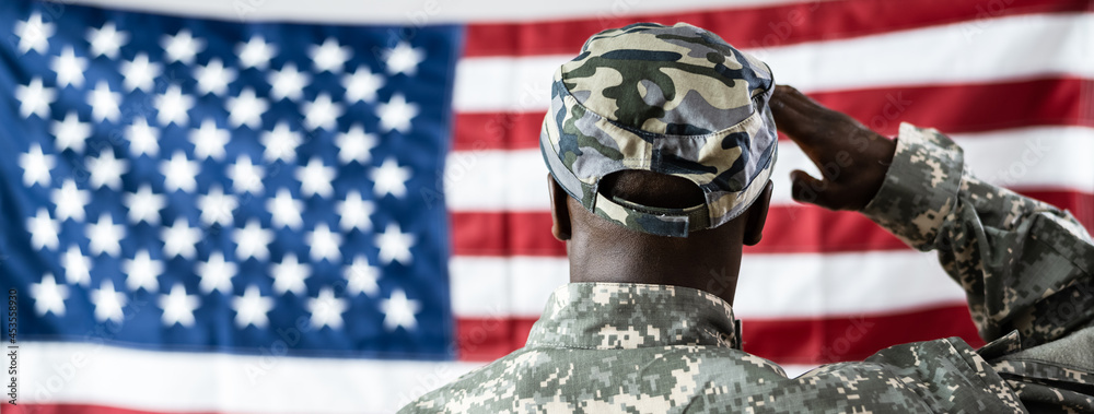 African American Army Soldier Saluting Stock Photo | Adobe Stock
