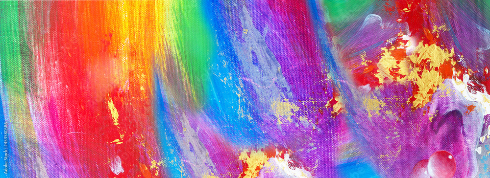 Hand drawn colorful painting abstract art panorama background colors ...