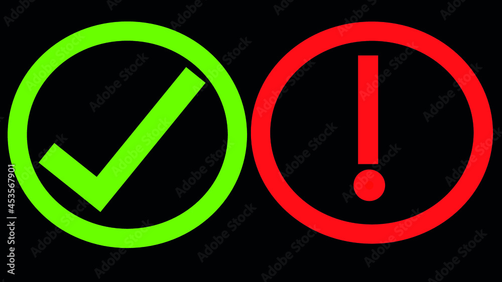 Do and Don't or Good and Bad Icons isolated on black background ...