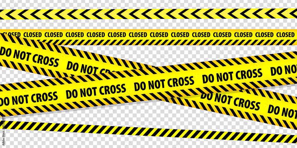 Set of danger caution seamless tapes. Do not cross. Closed. Warning ...