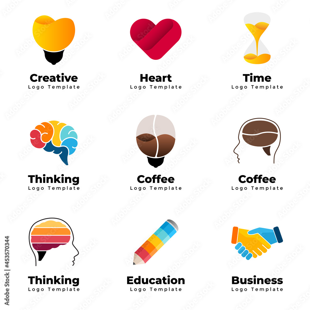 Colorful vector logo templates set. Abstract educational sign. Creative ...