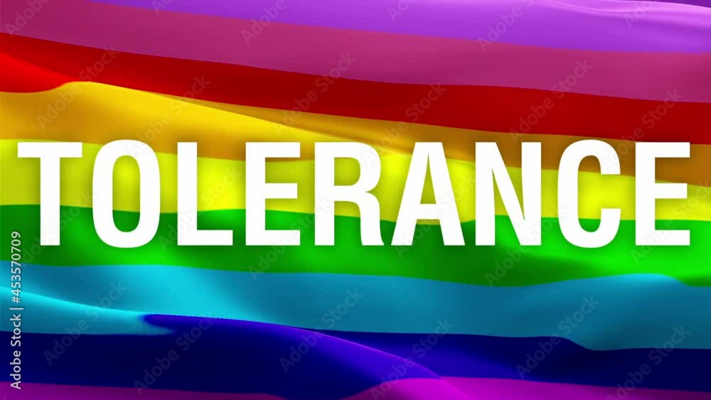 Tolerance text on Pride flag seamless loop. Tolerance concept flag ...