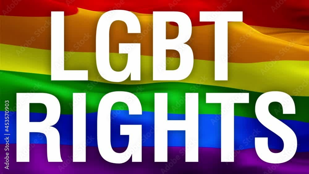 LGBT rights text on Rainbow flag video Isolated waving in wind ...