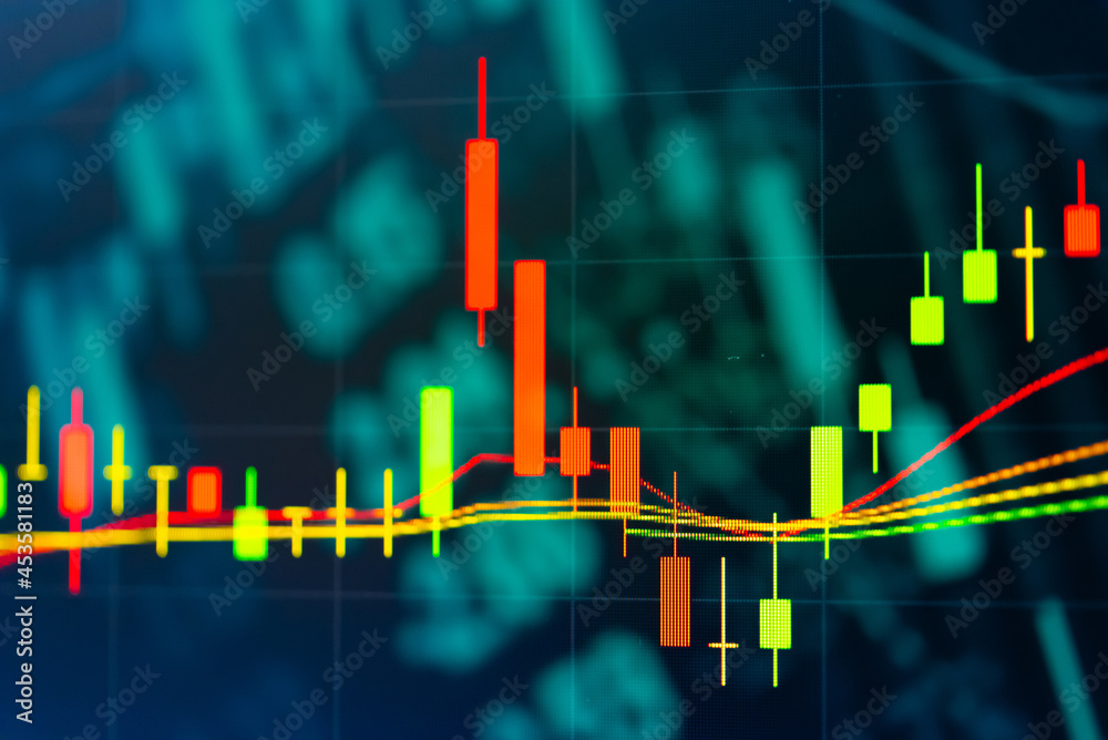 Financial graph showing statistics, Cost and prices are falling, stock ...