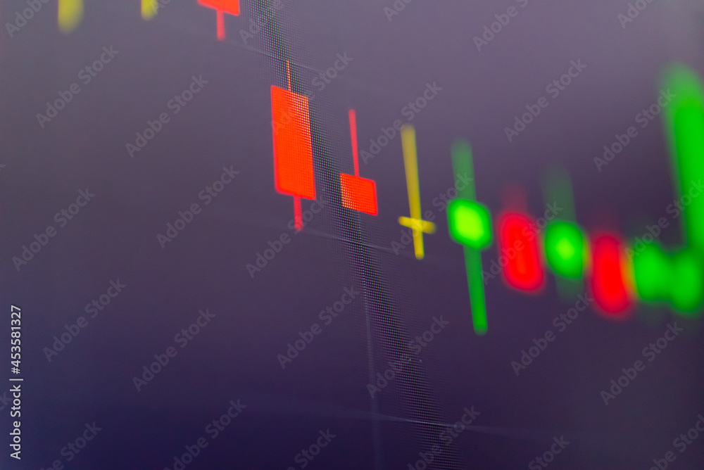 Financial graph showing statistics, Cost and prices are falling, stock ...