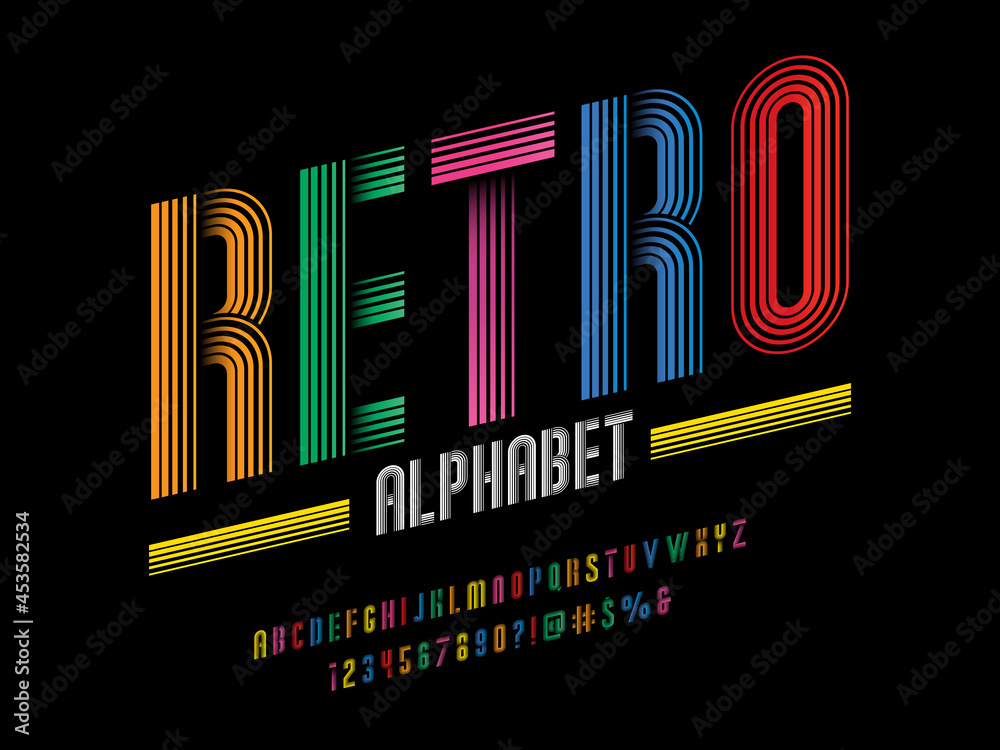 Poster modern multiple line style alphabet design with uppercase ...