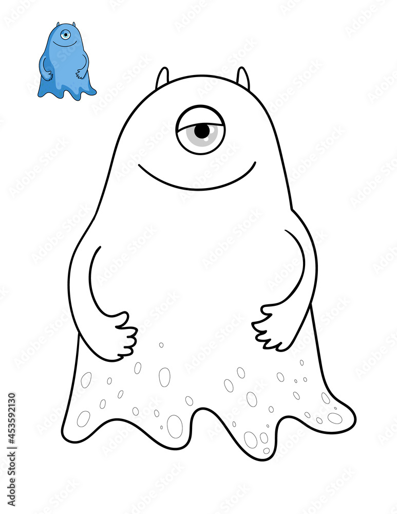 Cartoon monster character, coloring page, outline illustration. Ready ...