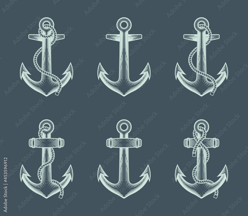 Vetor de Anchors clip-art collection set. Vector illustration of ...
