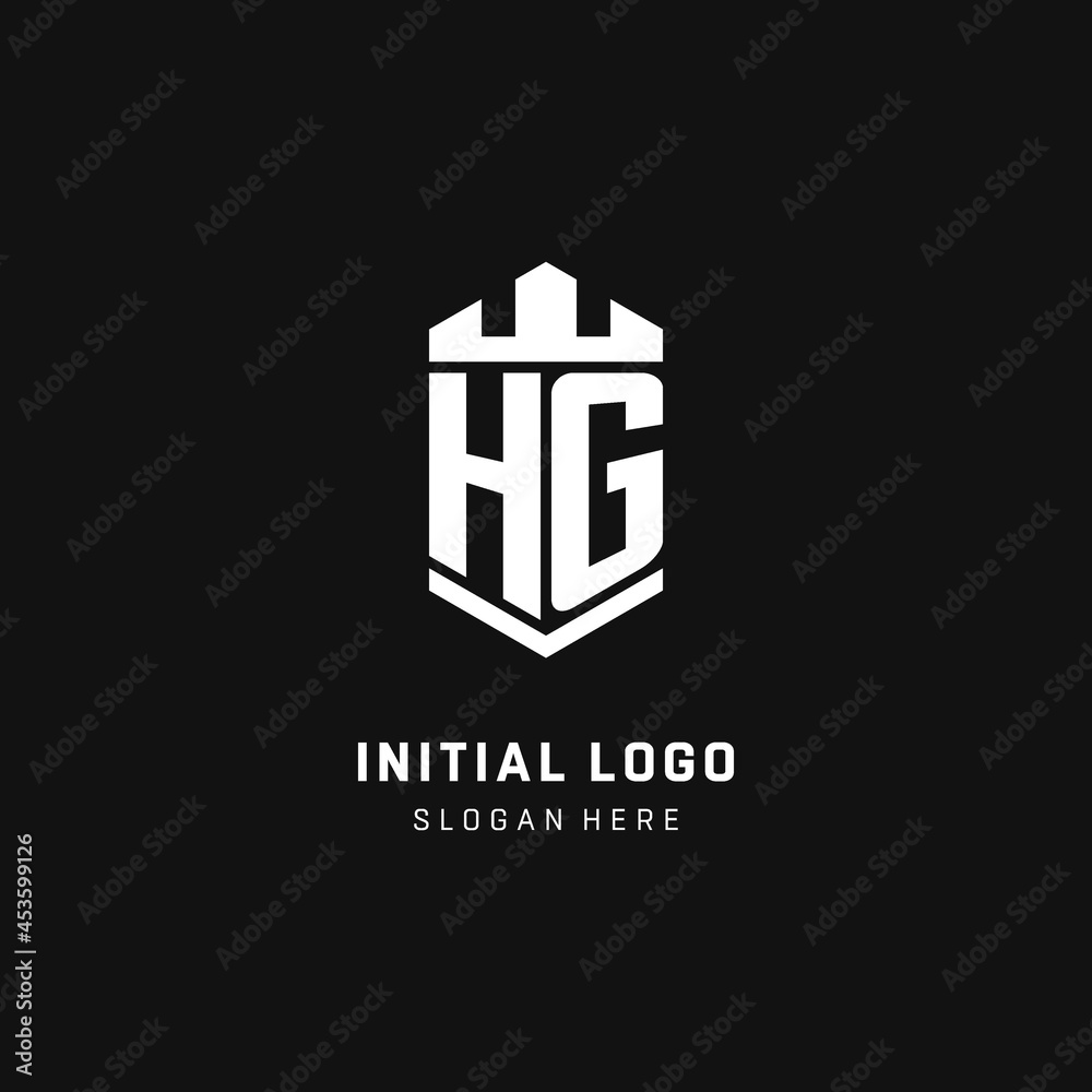 HG monogram logo initial with crown and shield guard shape style vector ... HG monogram logo initial with crown and shield guard shape style vector ...