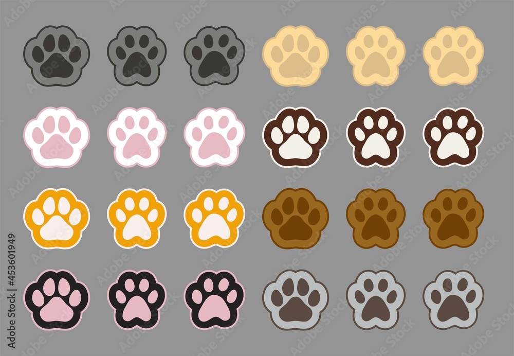 vector collection of cat foot paw. symbols of domestic friend, cat paw ...