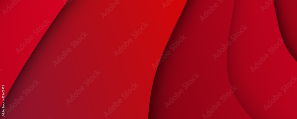 Abstract red 3d banner background with overlap layer and wave shapes ...