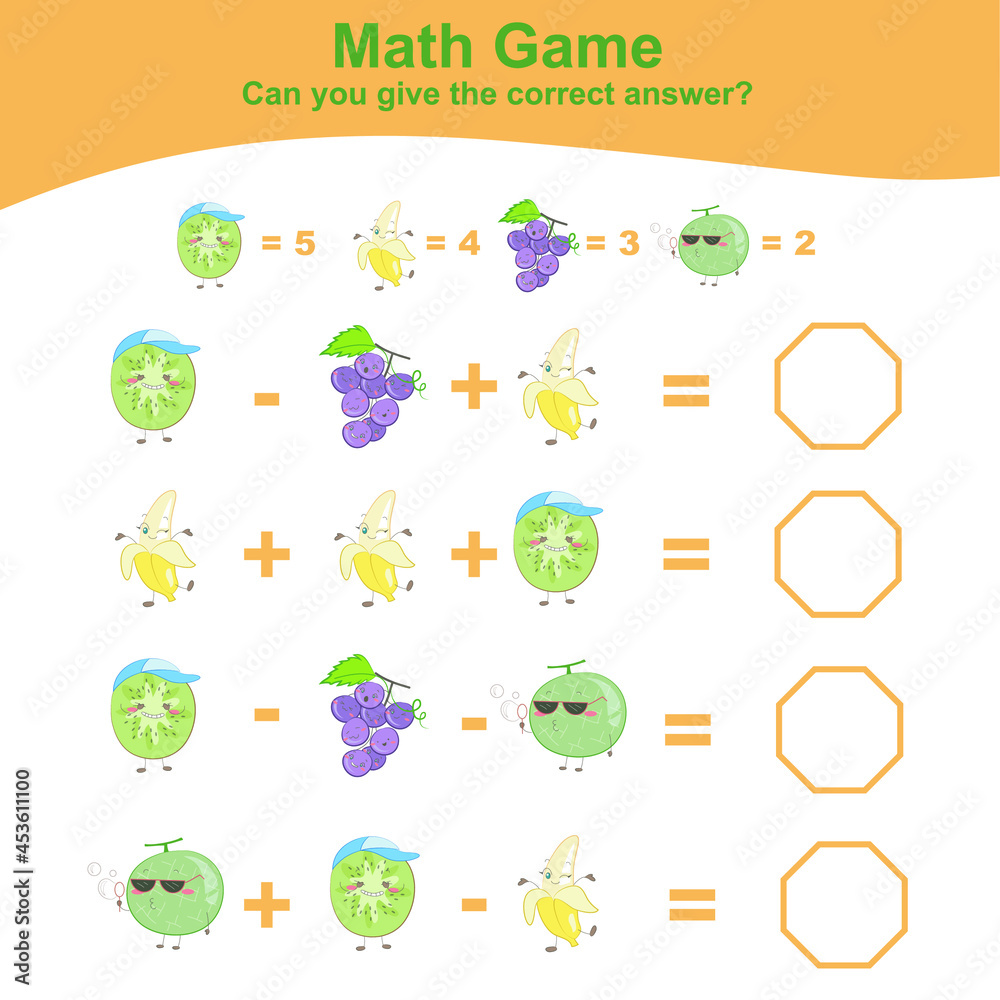 Fruit Counting Math Worksheet. Math Worksheet for Preschool ...