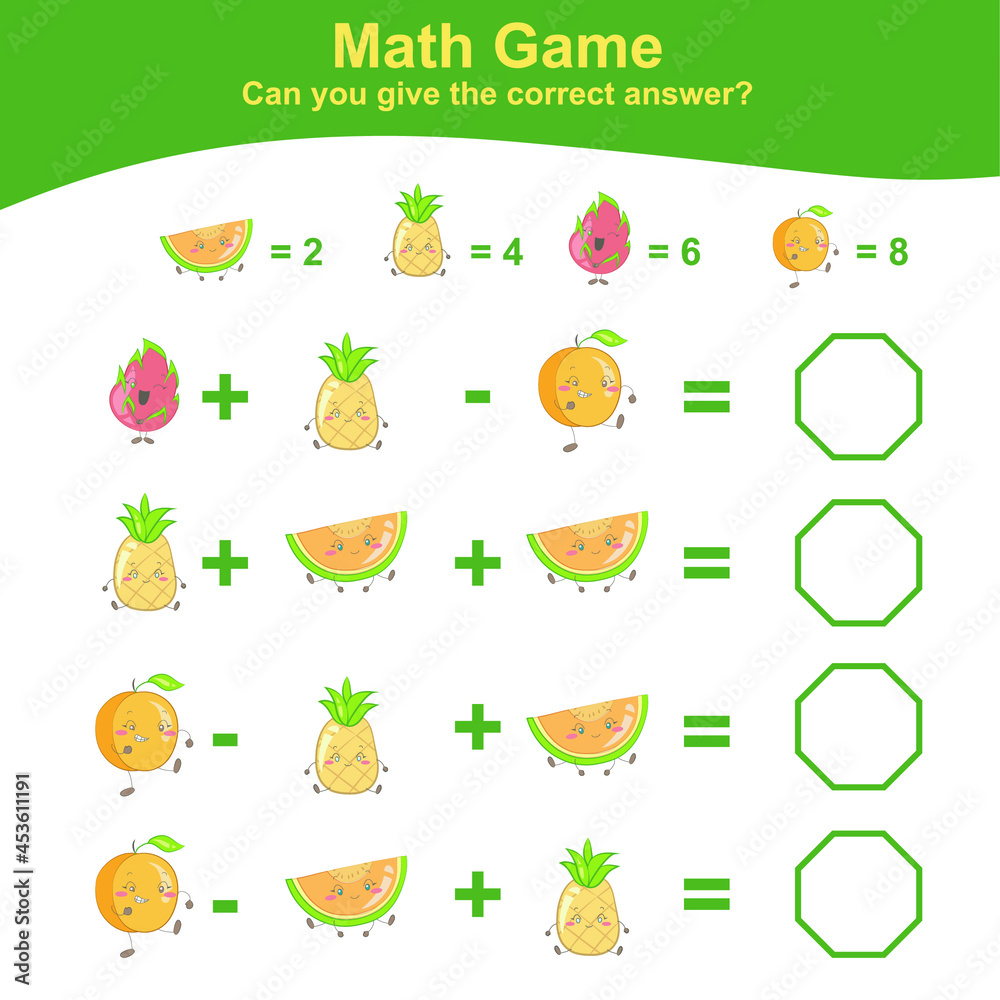 Fruit Counting Math Worksheet. Math Worksheet for Preschool ...