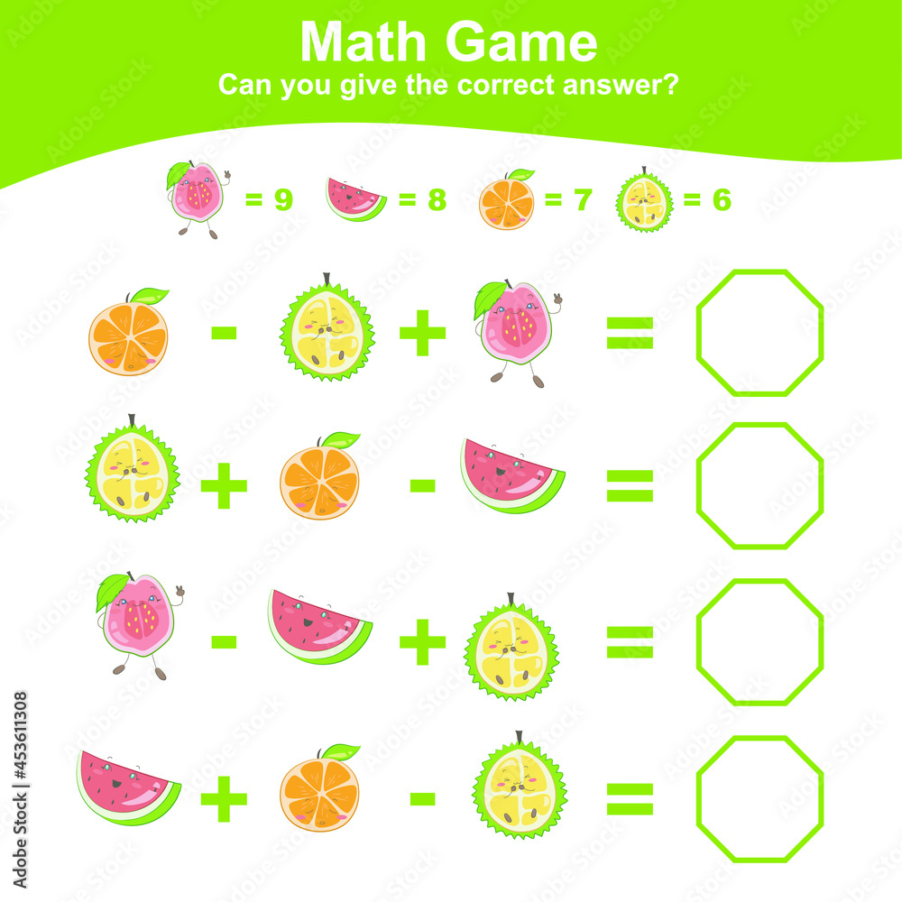 Fruit Counting Math Worksheet. Math Worksheet for Preschool ...