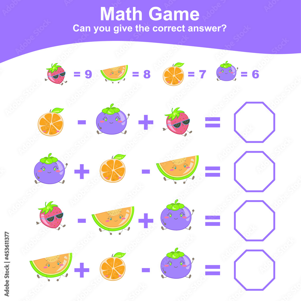 Fruit Counting Math Worksheet. Math Worksheet for Preschool ...