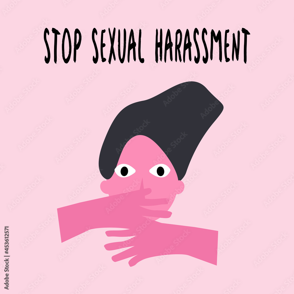 Women's rights. Sexual abuse prevention poster. Abstractly drawn head ...