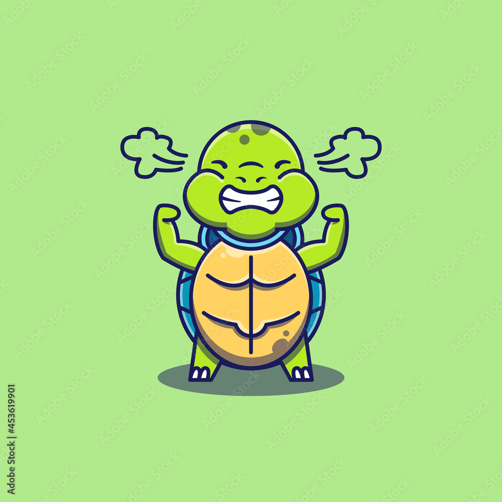 Cute turtle with frustrated pose vector illustration. Flat cartoon ...