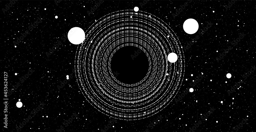 Singularity concept black and white vector illustration. Abstract deep ...