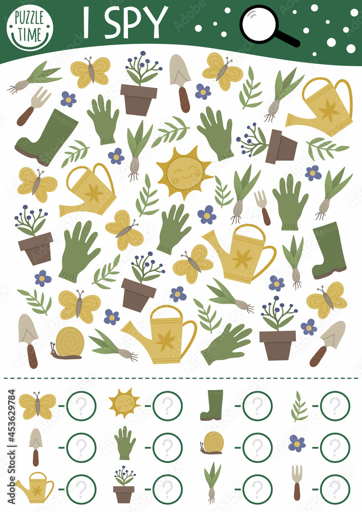 Garden I spy game for kids. Searching and counting activity for ...