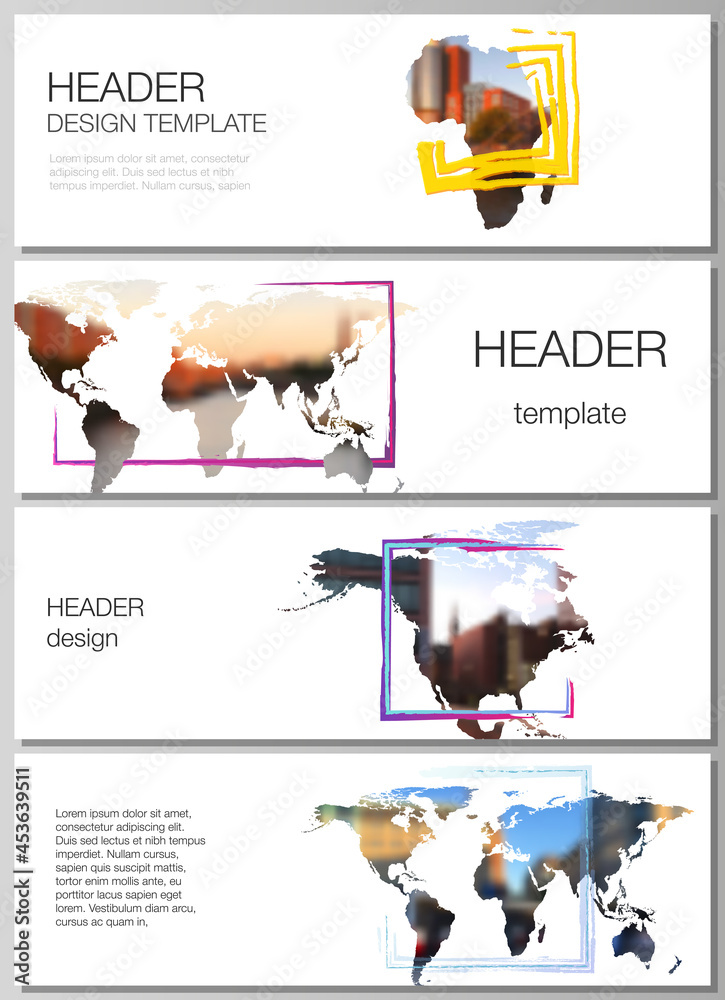Vector layout of headers, banner templates for website footer design ...