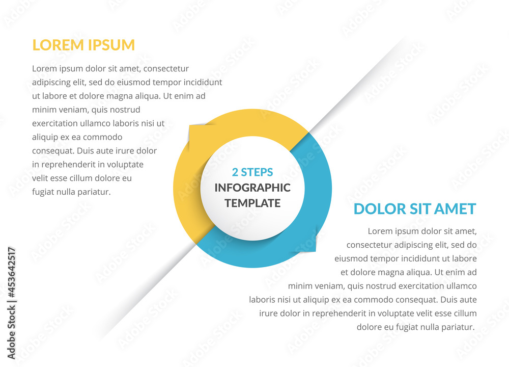 Circle diagram template with two steps or options, process chart Stock ...