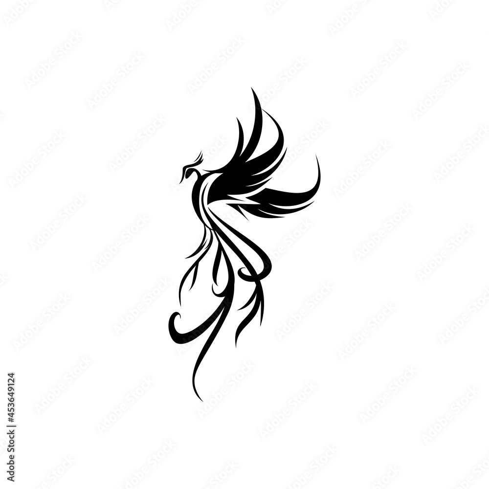 Phoenix vector drawing, black icon Stock Vector | Adobe Stock