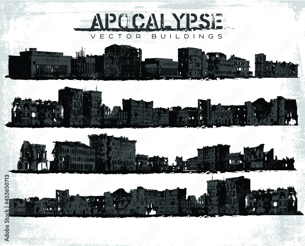 Apocalypse vector buildings Stock Vector | Adobe Stock