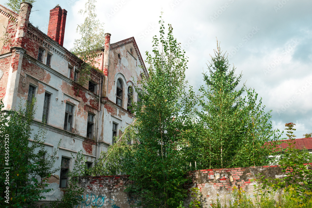 ruins of the East Prussian barracks and psychiatric hospital Allenberg ...