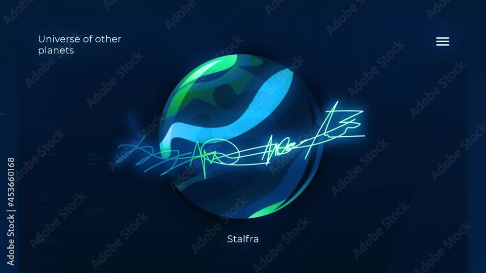 Neon art animation of another planet. Motion. Art model of planet in ...