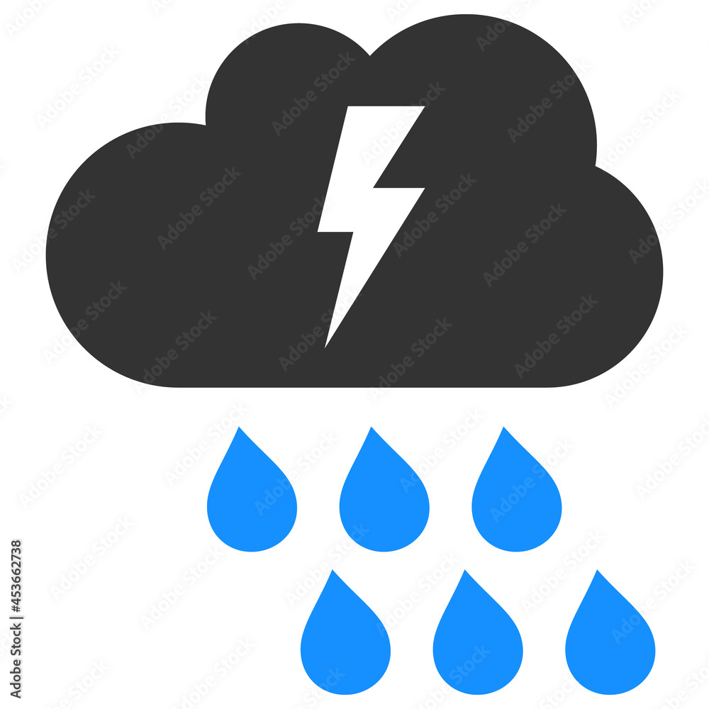 Thunderstorm vector illustration. Flat illustration iconic design of ...