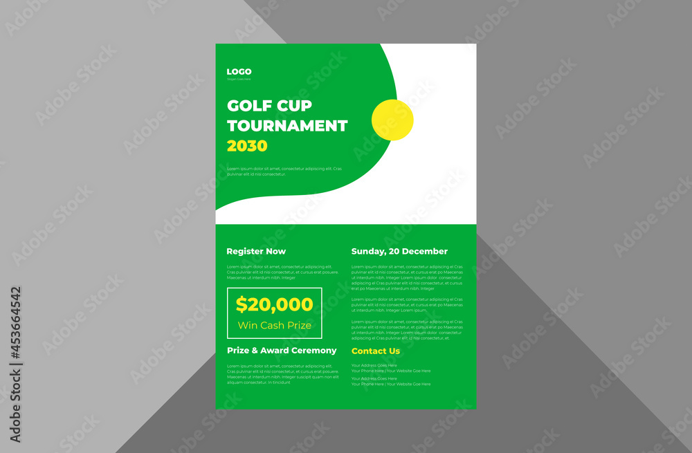 golf tournament flyer template. golf sports game time poster leaflet ...