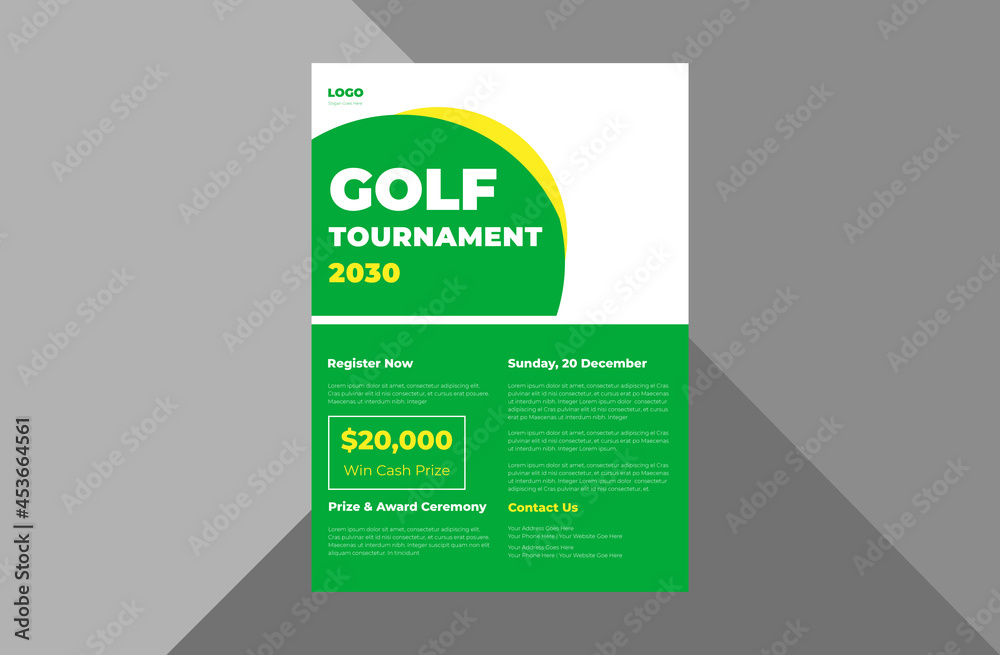 golf tournament flyer template. golf sports game time poster leaflet ...